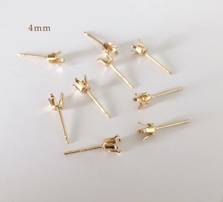 2 Pcs 3mm/4mm/5mm/6mm 14K Gold Filled Snap-in Setting Post Earring ...