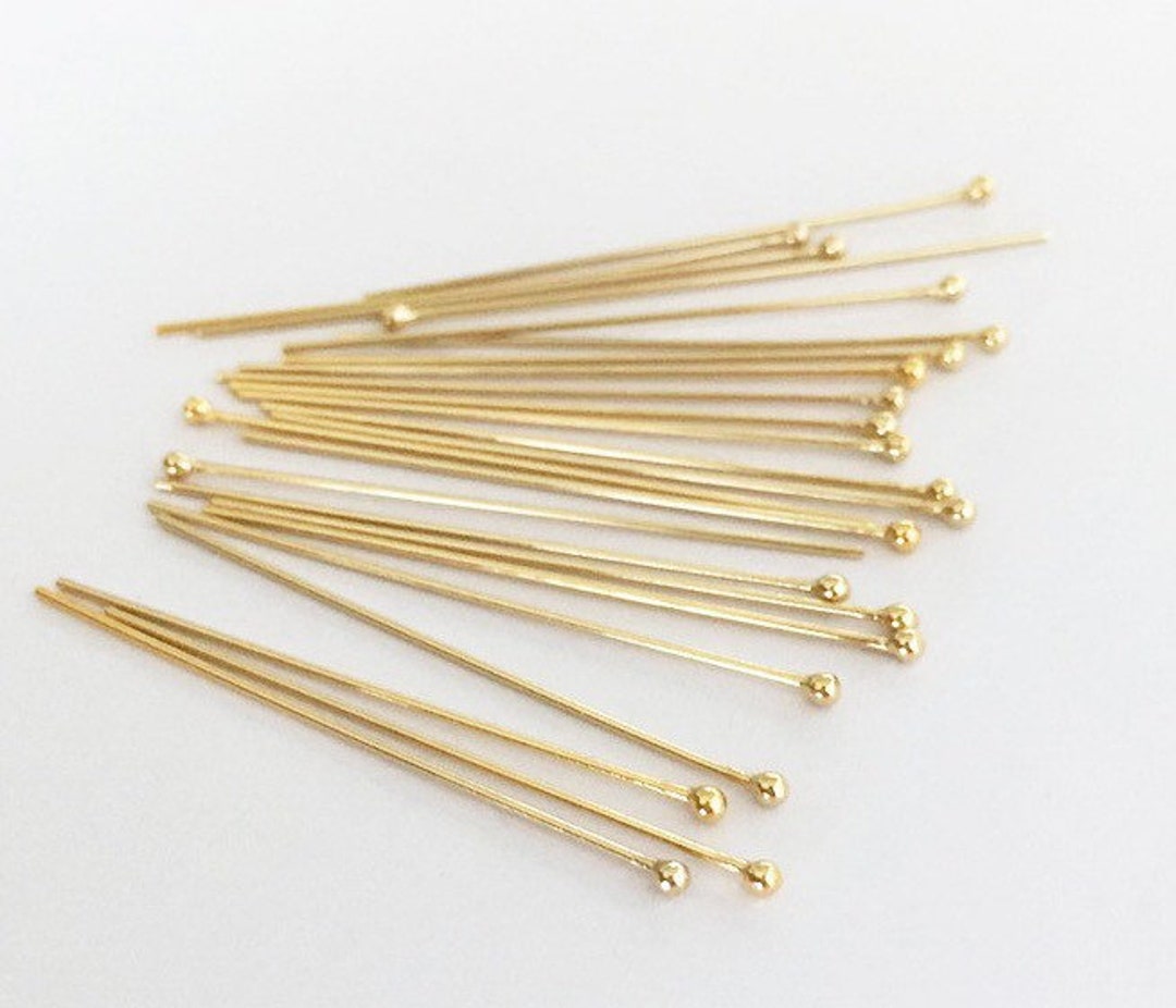 10 Pcs 22 Gauge 14K Gold Filled Ball End Head Pins, 1 Inch/1.5 Inch/2 ...