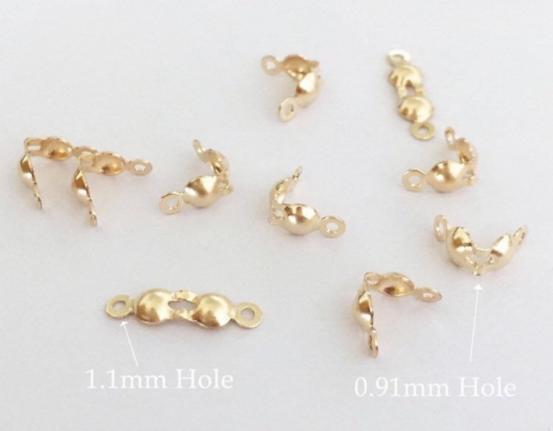 10 Pcs 3.5x7mm 14K Gold Filled Clamshell Bead Tip, With 2 Loops ...