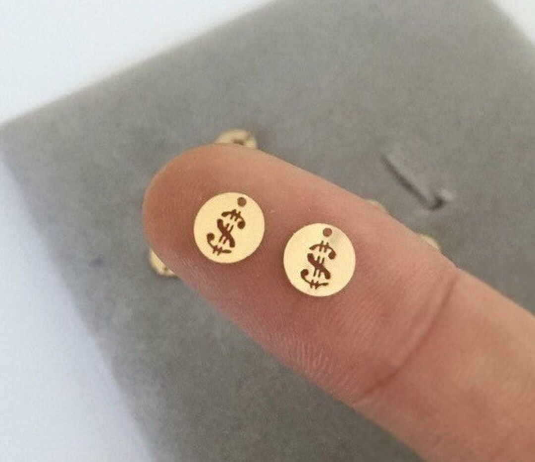 6mm 24 Gauge 14K Gold Filled Dollar Charm, Money Charm, Hollow Carve ...