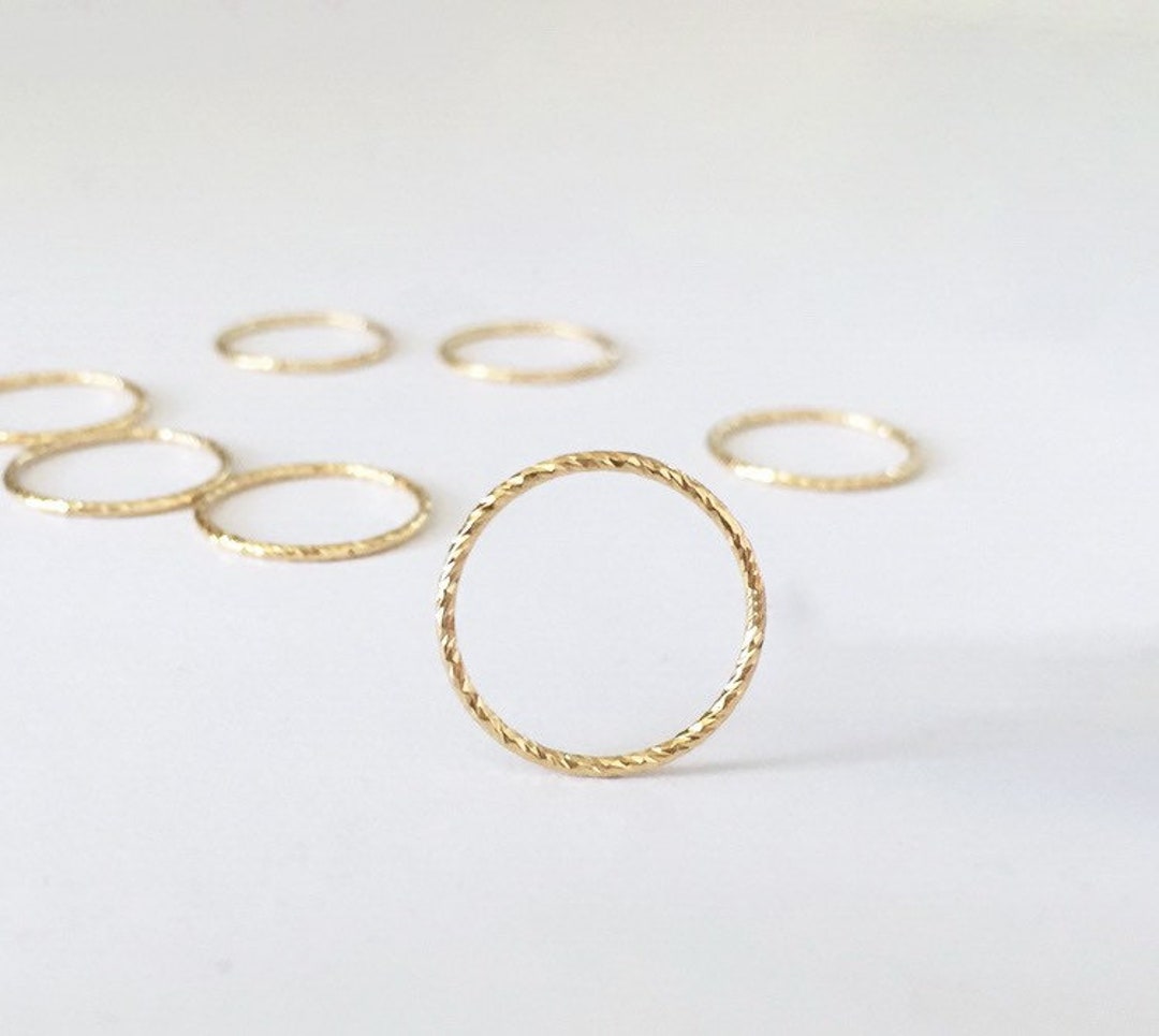 1mm 14K Gold Filled Sparkle Ring, Stacking Ring, Sparkle Stacking Ring ...