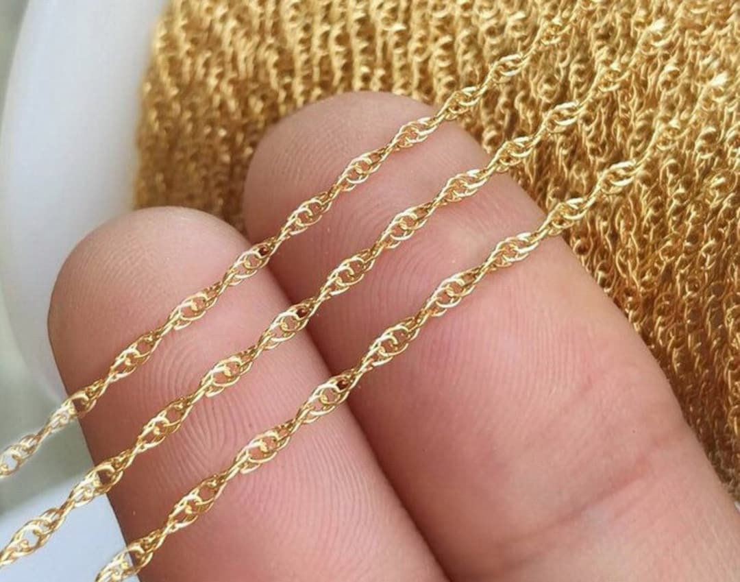 1 Foot 1.1mm 14K Gold Filled Twisted Chain, Singapore Chain, Wave Chain ...