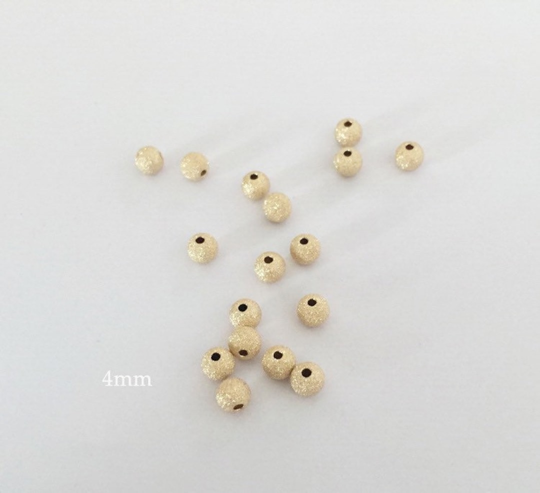 10 Pcs 4mm 14K Gold Filled Stardust Round Beads, Seamless Beads, Made ...