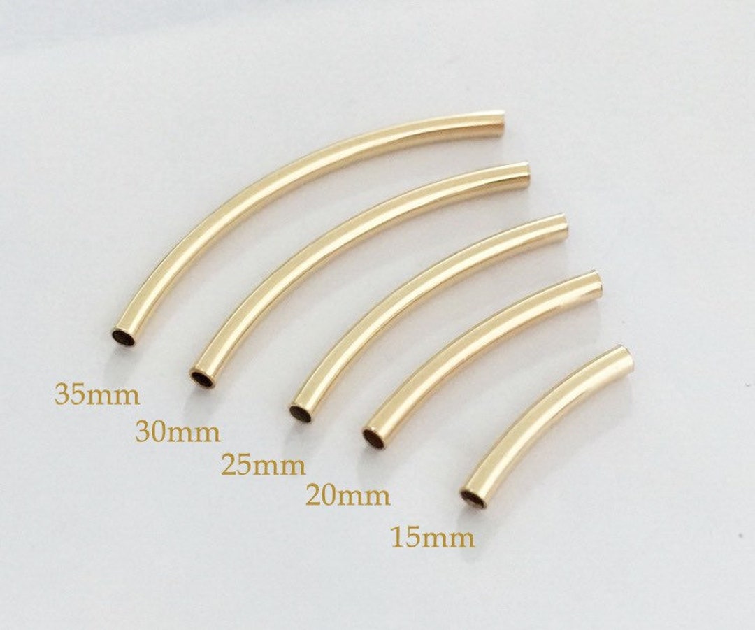 5 Pcs 2mm Thick 14K Gold Filled Curved Tubes, Curved Crimp Tubes, Elbow ...