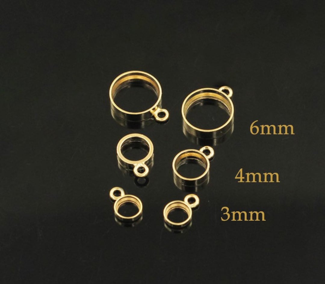 3mm/4mm/6mm 14K Gold Filled Bezel Drop, Bezel Setting, Bezel Charm ...