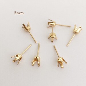 2 Pcs 3mm/4mm/5mm/6mm 14K Gold Filled Snap-in Setting Post Earring ...