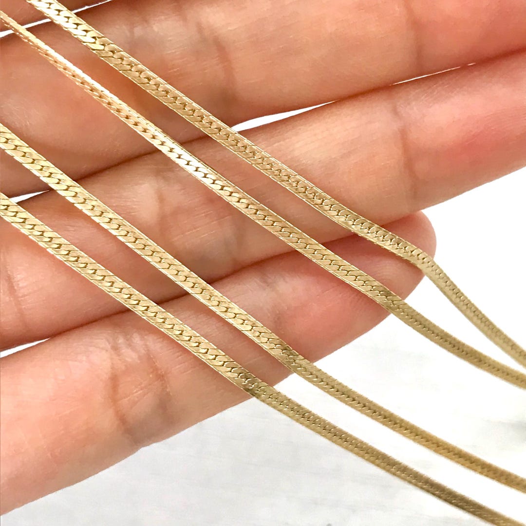 1.77mm 14K Gold Filled Snake Chain, Flat Snake Chain, Herringbone Chain ...