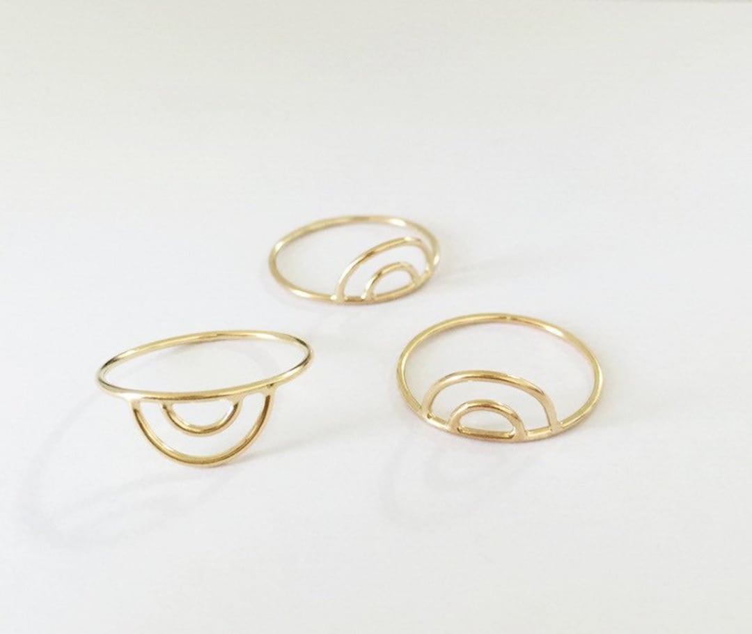 14K Gold Filled Double Arch Ring, Rainbow Ring, Stacking Ring ...