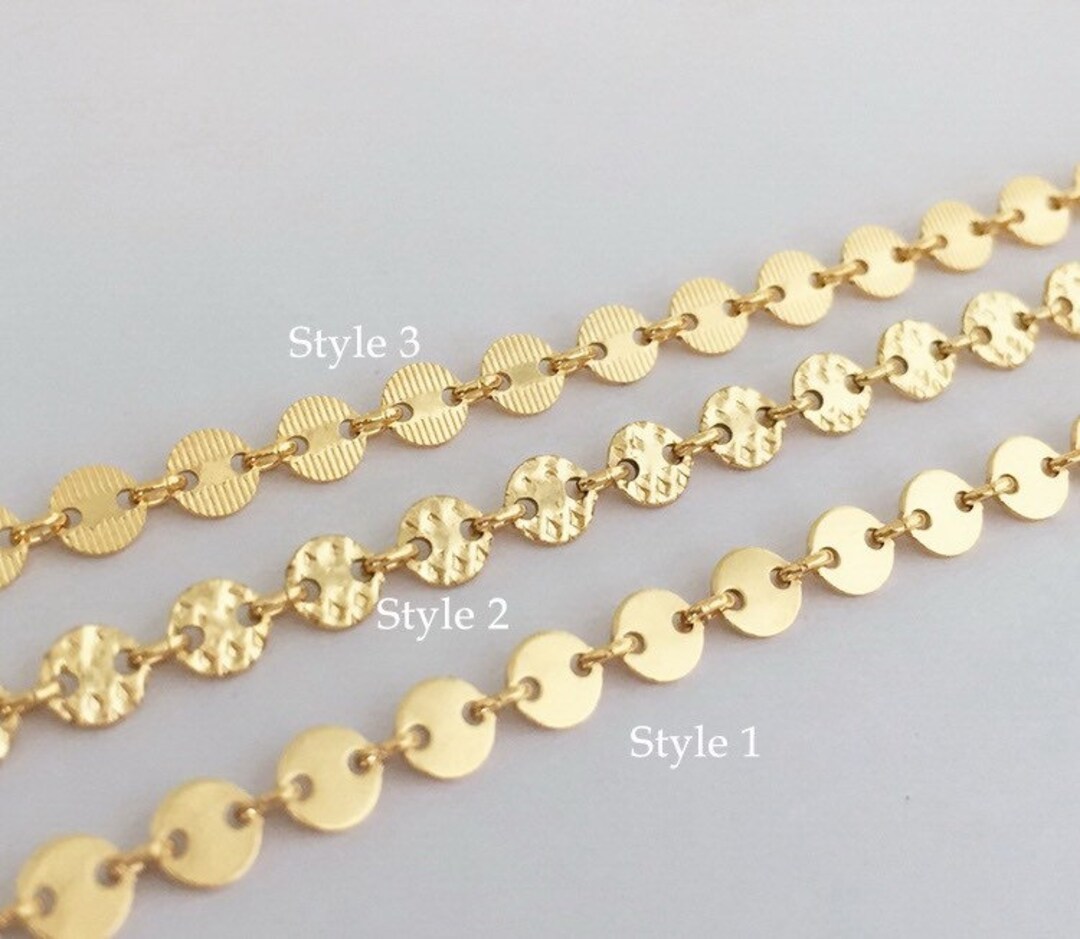 1 Foot 4mm 14K Gold Filled Round Disc Chain, Sequin Chain, Smooth ...