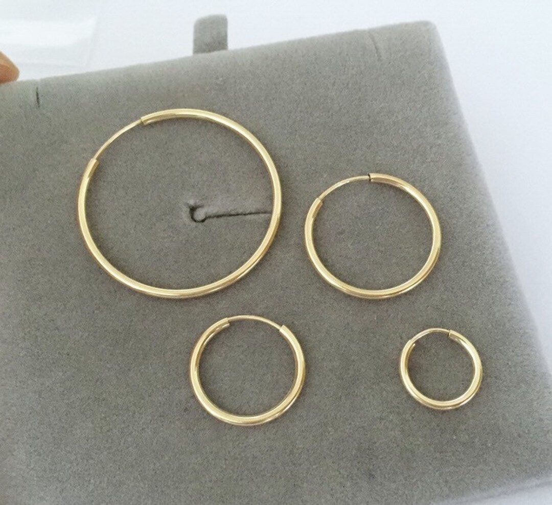 2 Pcs 1.5mm Thick 14K Gold Filled Hoop Earrings, 16mm/20mm/30mm/40mm ...