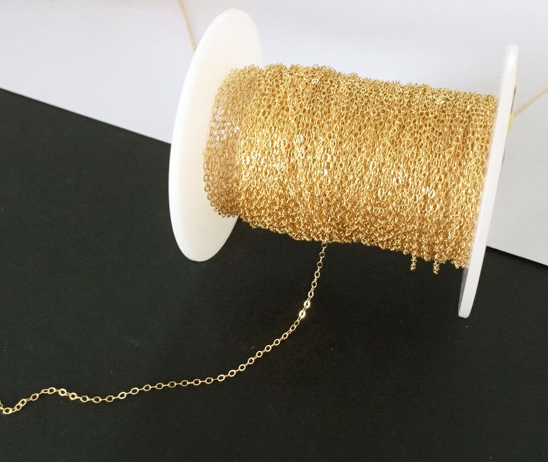 1 Foot 1.1mm14k Gold Filled Flat Cable Chain, Thin Chain, Dainty Chain ...
