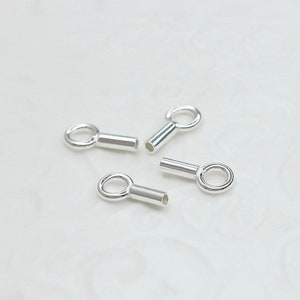 5 Pcs 1.2mm 925 Sterling Silver Crimp End Cap With a Ring, Crimp Tube ...