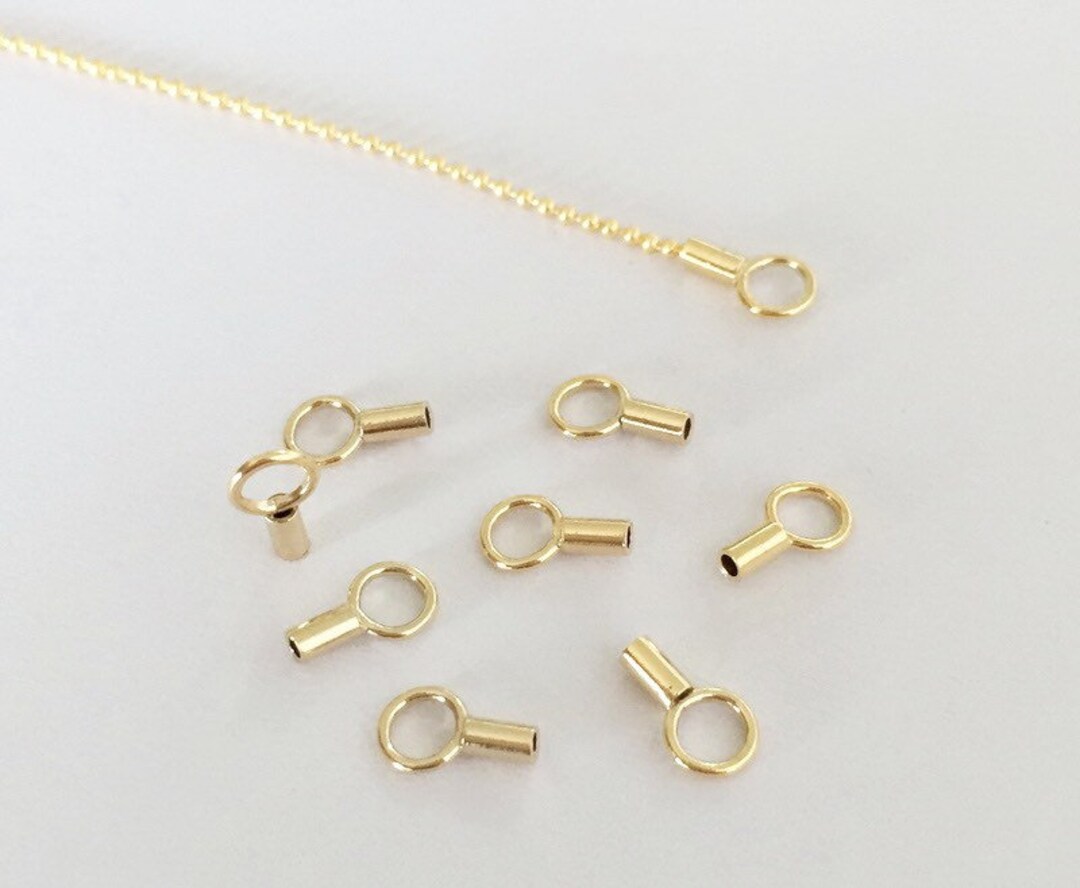 5 Pcs 1mm 14K Gold Filled Crimp End Cap With a Ring, Crimp Tube ...