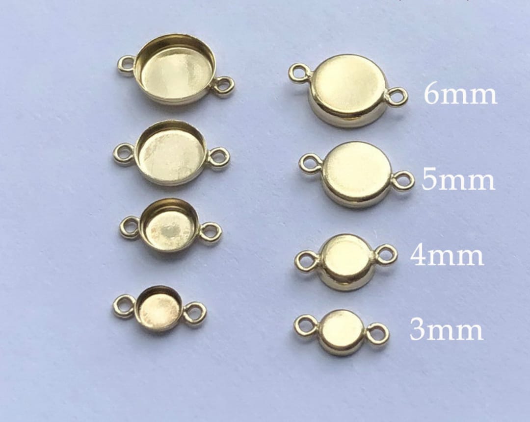 3mm/4mm/5mm/6mm 14K Gold Filled Bezel Cup With 2 Ring Attached, Bezel ...