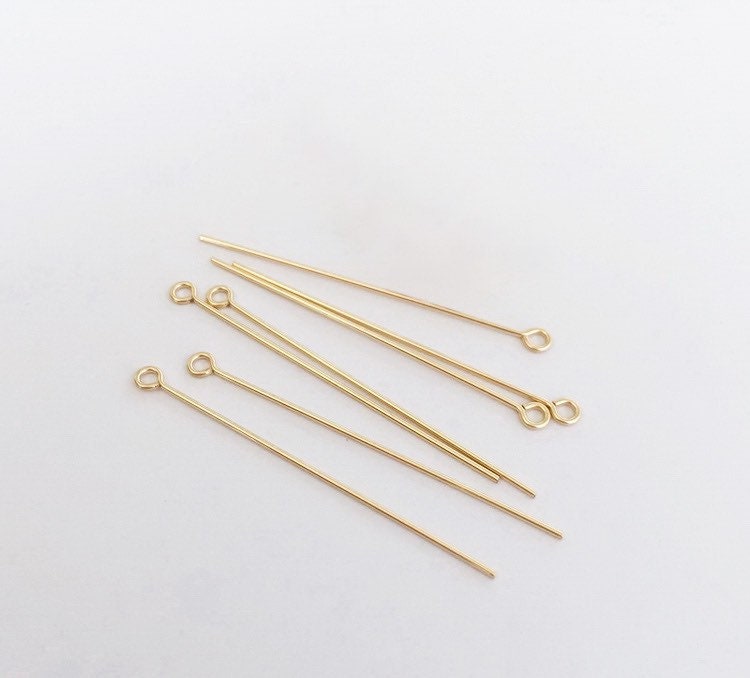 10 Pcs 26 Gauge 14K Gold Filled Eye Pins 1 Inch/1.5 Inch Eye - Etsy
