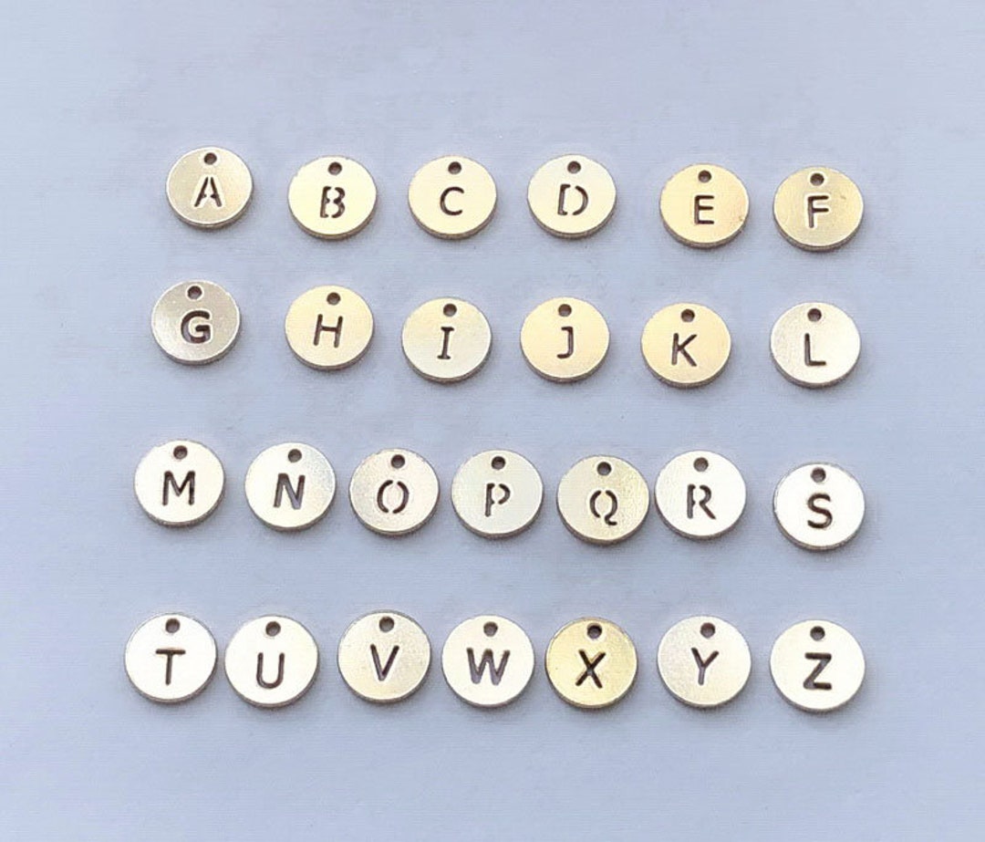 6mm 20 Gauge 14K Gold Filled Initial Disc Charm, Hollow Carve Charm ...