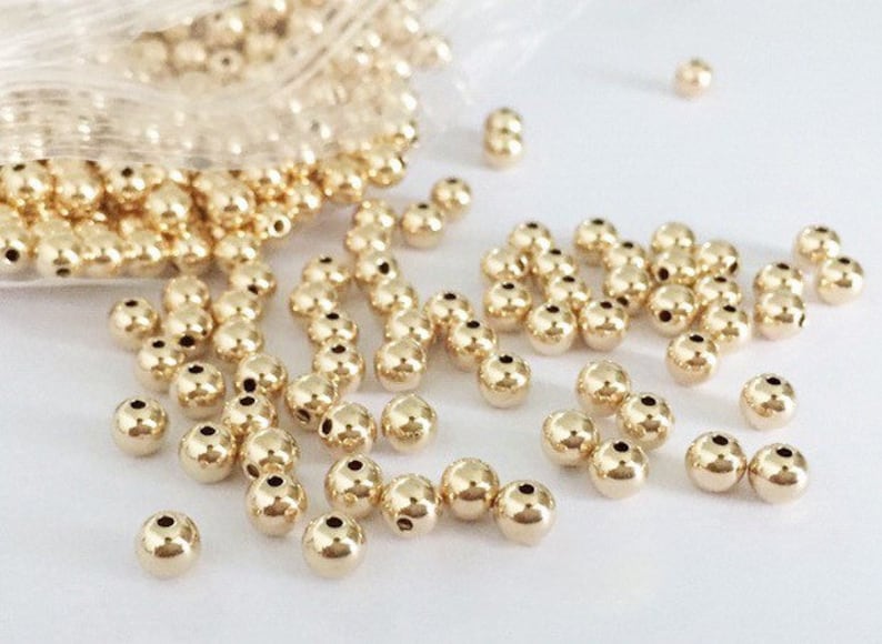 100pcs 3mm 14K Gold Filled Beads, Seamless Gold Beads, No Tarnish Beads ...