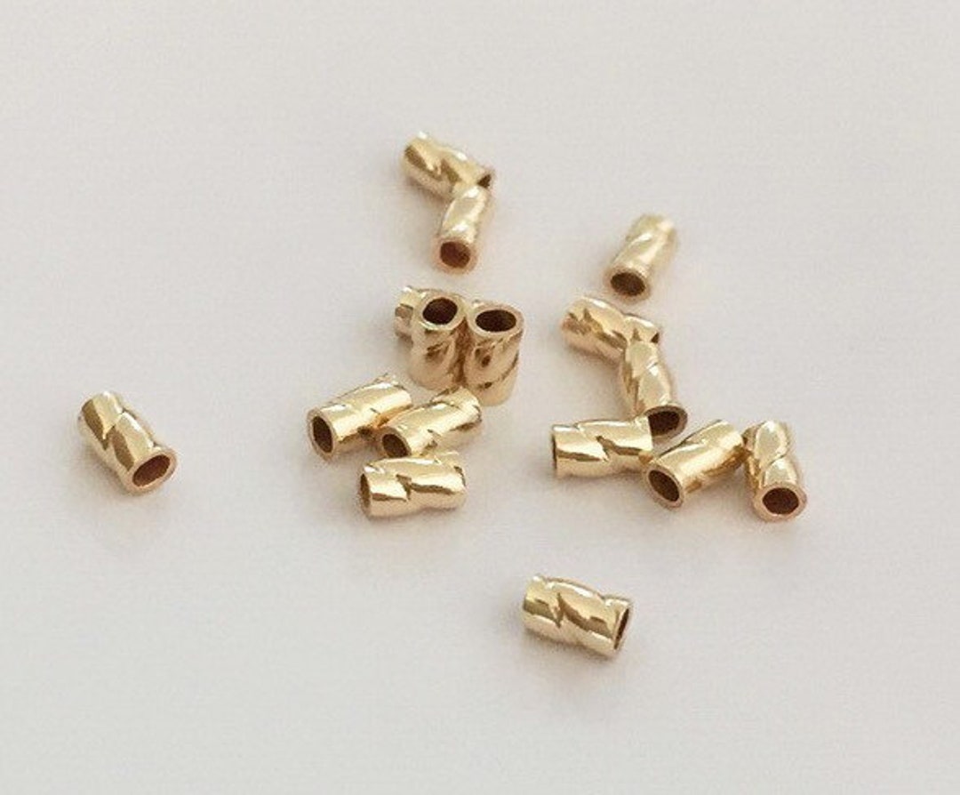 20 Pcs 2x3mm 14K Gold Filled Twisted Crimp Tubes, Crimp Beads, Spacer ...