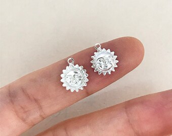 10 Sterling Silver Sun Charms Small Sunshine Charms Shiny - Etsy