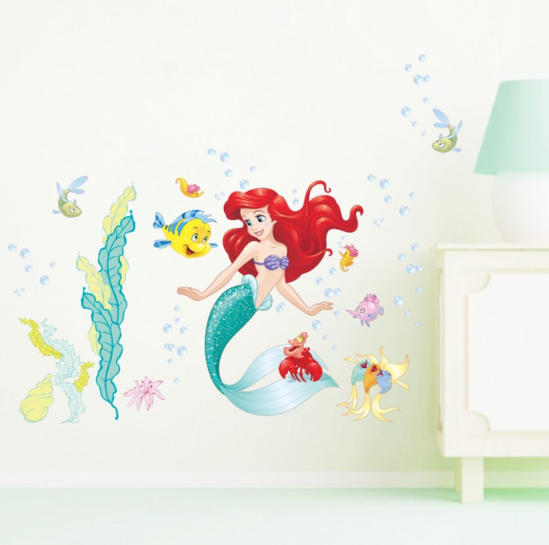 Little Mermaid Wall Decal 17x 33 Mermaid With Friends | Etsy