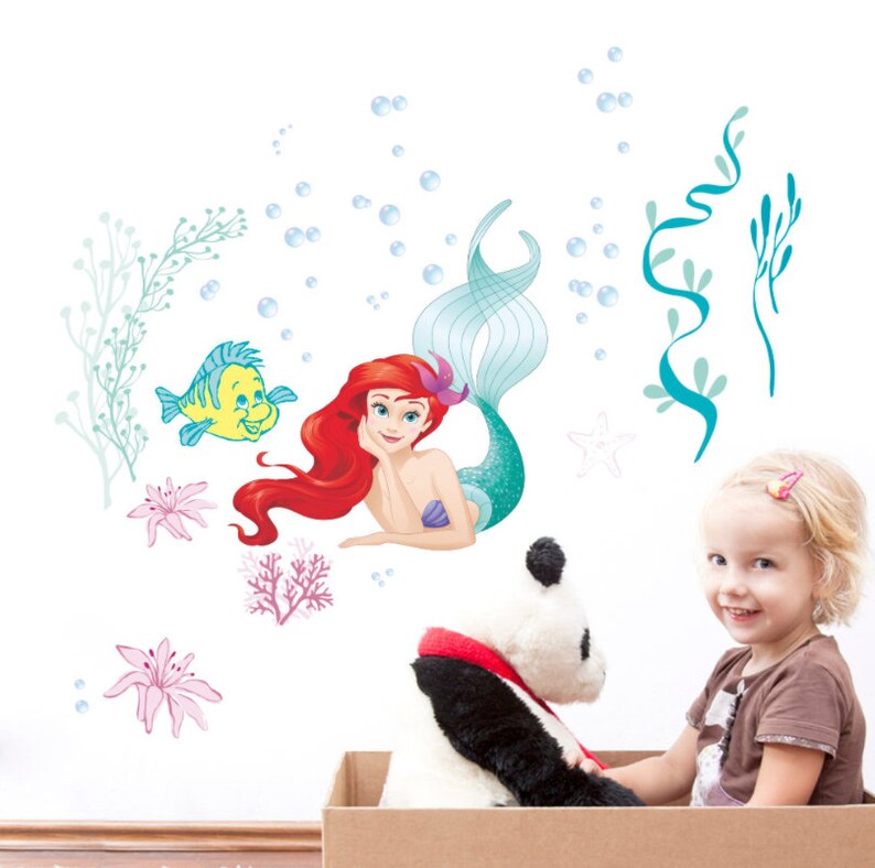 Little Mermaid Wall Decal 17x 33 Mermaid With Friends | Etsy