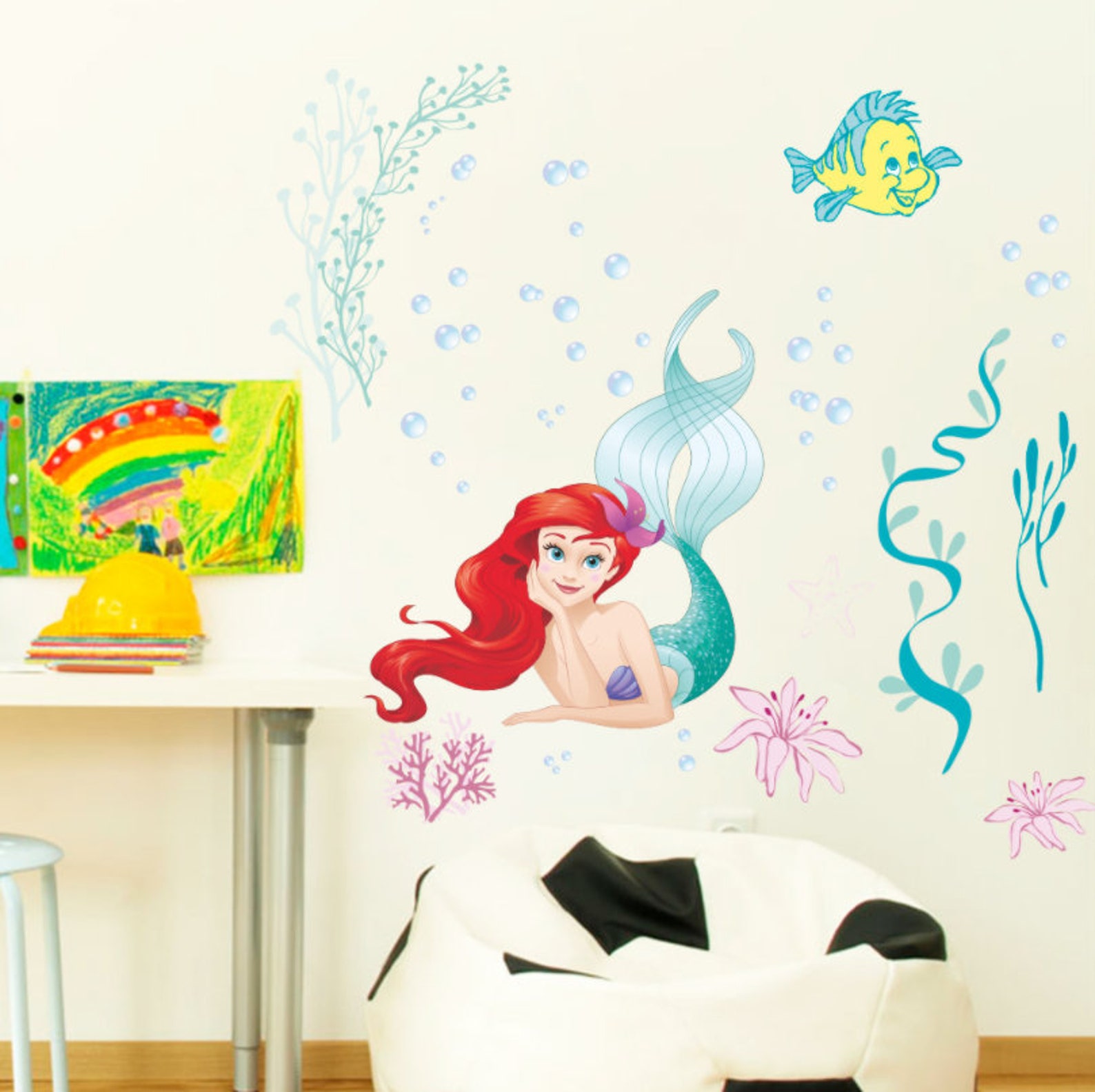 Little Mermaid Wall Decal 17x 33 Mermaid With Friends | Etsy