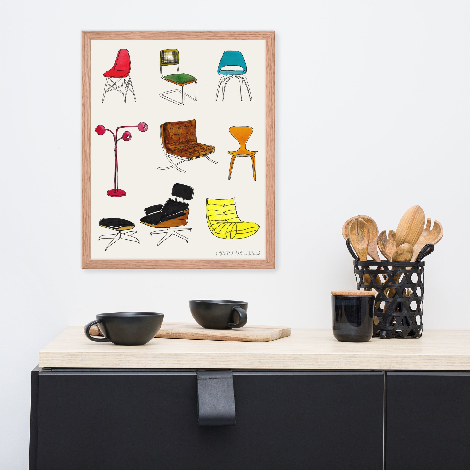 Modern Furniture Poster, Printable Midcentury Poster, MCM Art, Mid Mod ...