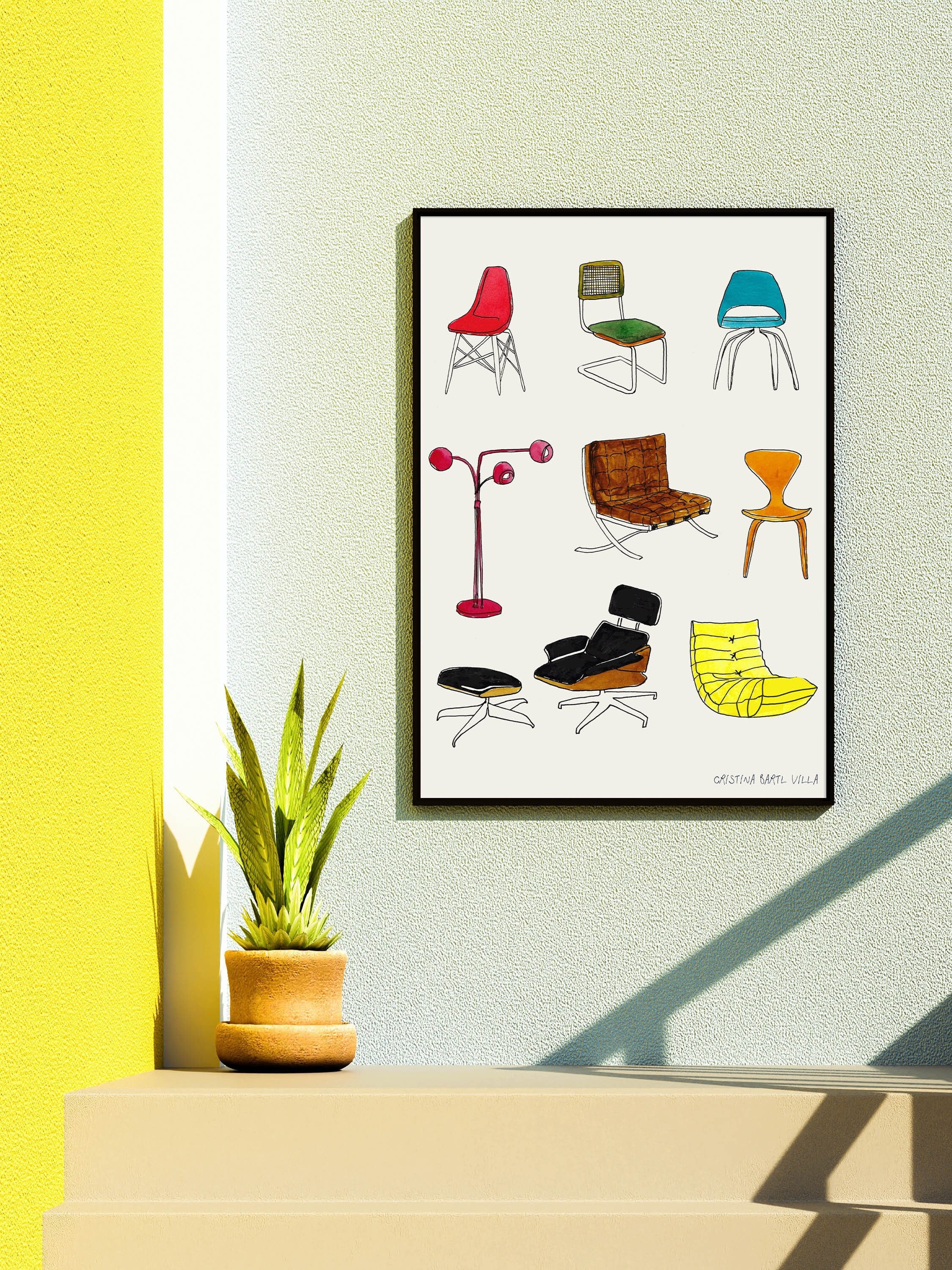Modern Furniture Poster, Printable Midcentury Poster, MCM Art, Mid Mod ...