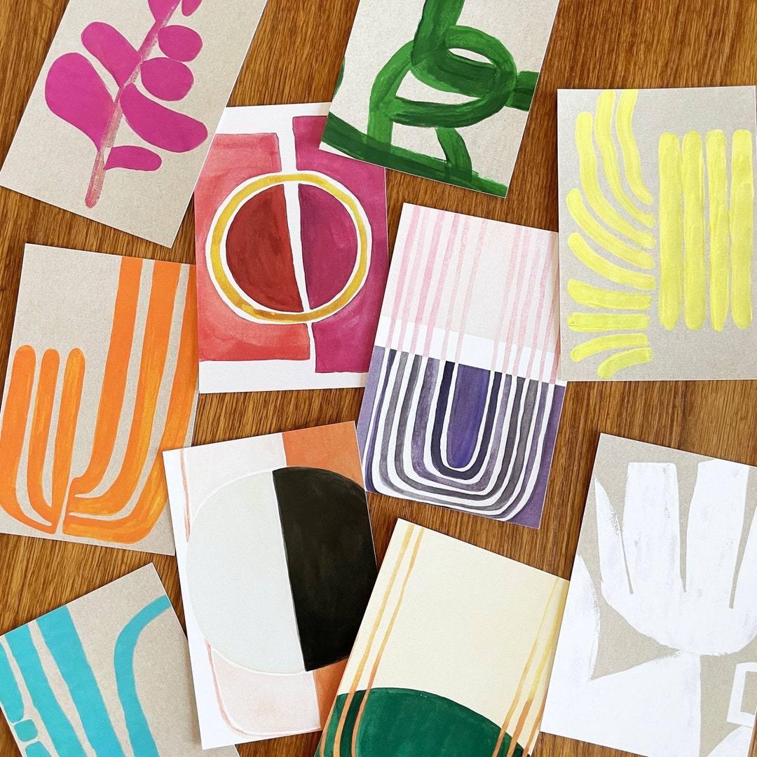 Modern Abstract Postcards Set, Pack of 10 Colorful Postcards, Matisse ...