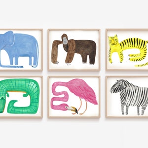 Colorful Jungle Animals Printables, Safari Wall Art Illustrations ...