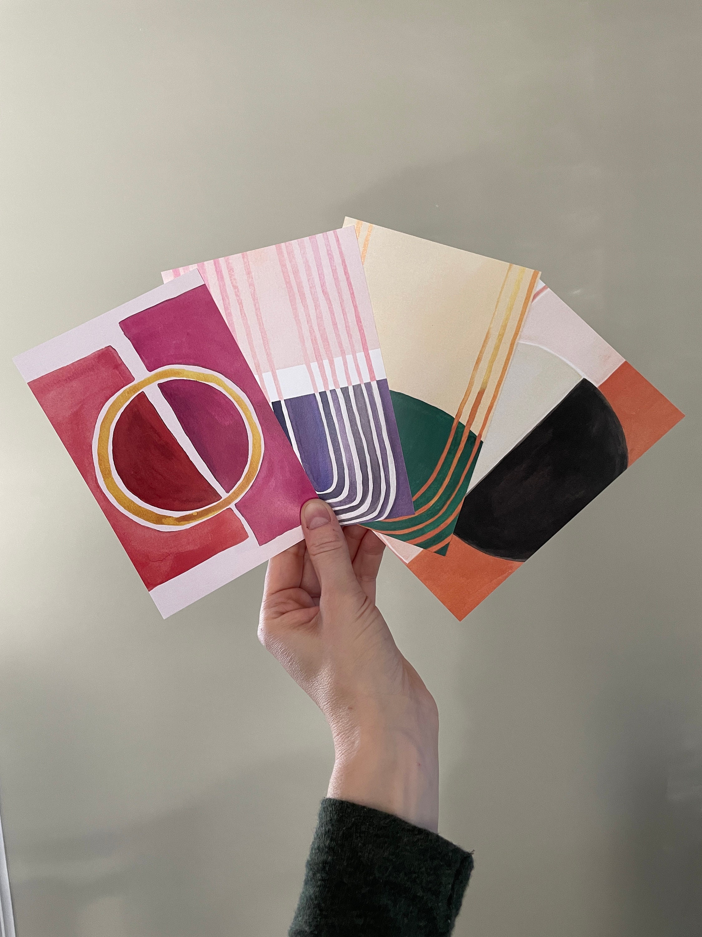 Modern Abstract Postcards Set, Pack of 10 Colorful Blank Note Cards ...