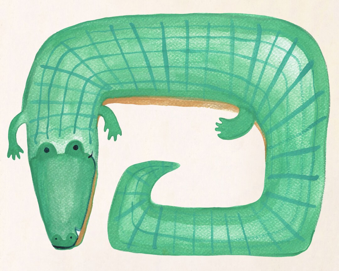 Crocodile Illustration, Alligator Art Print, Quirky Kids Wall Art, Fun ...