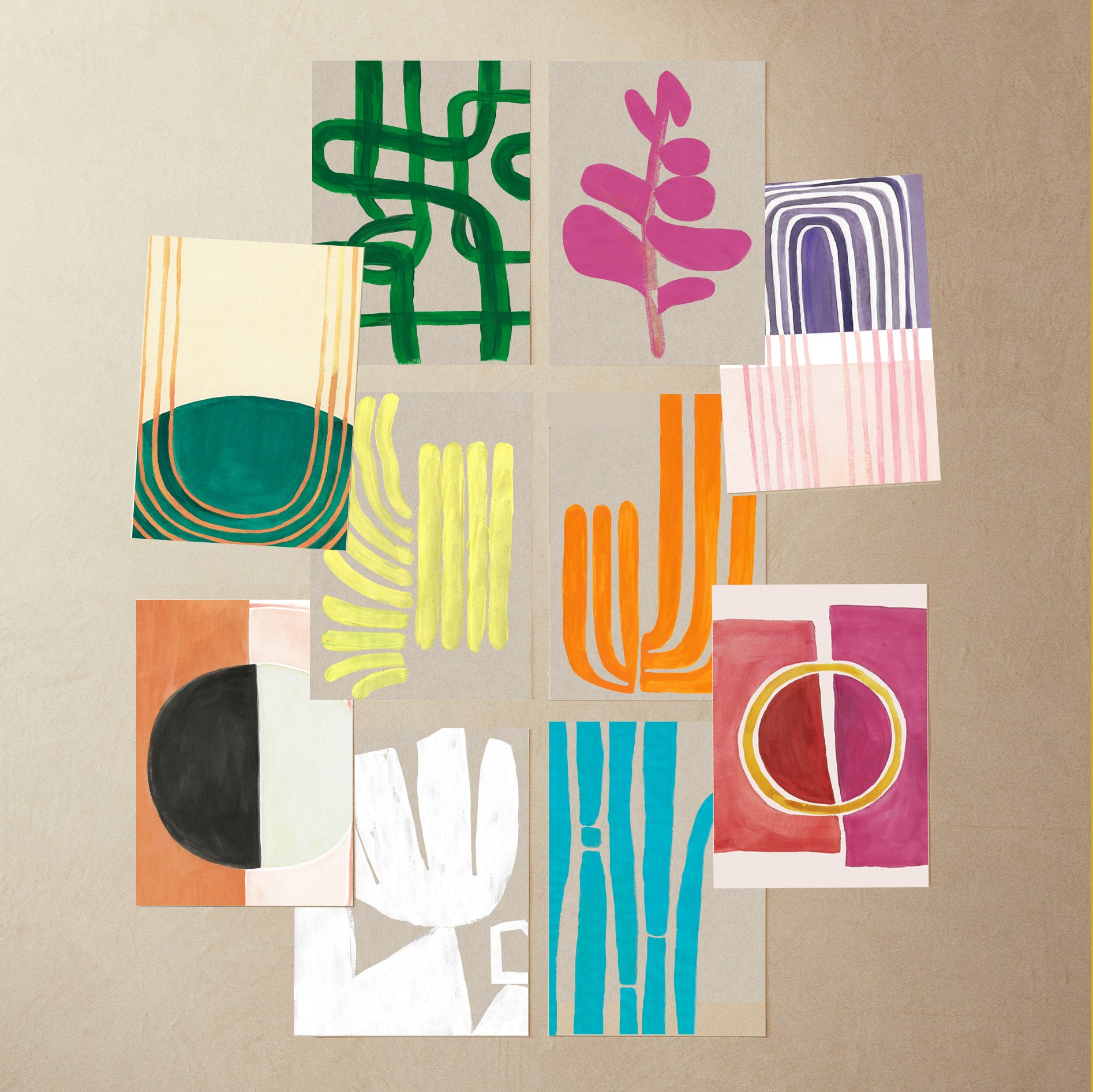 Modern Abstract Postcards Set, Pack of 10 Colorful Postcards, Matisse ...