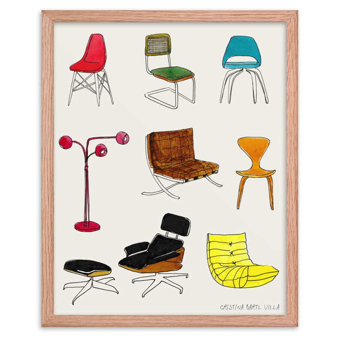 Modern Furniture Poster, Printable Midcentury Poster, MCM Art, Mid Mod ...