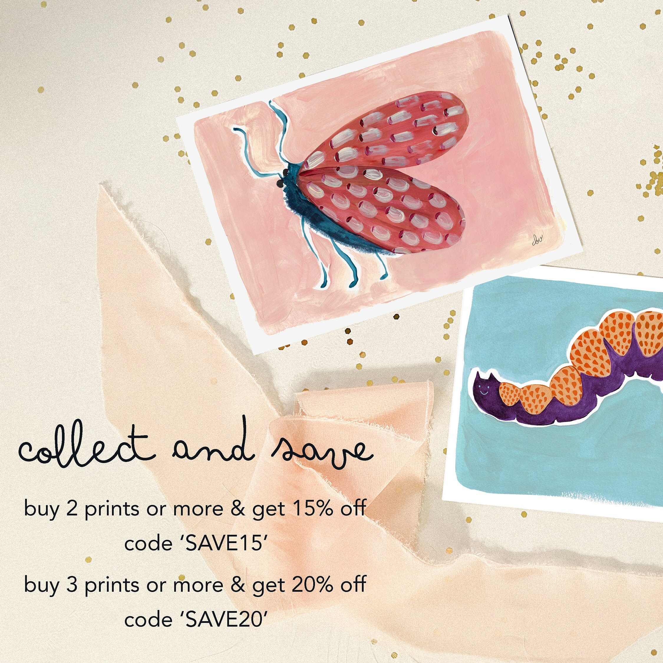 Cute Bugs Wall Art, Insects Gallery Wall, Funky Bugs Posters Set ...