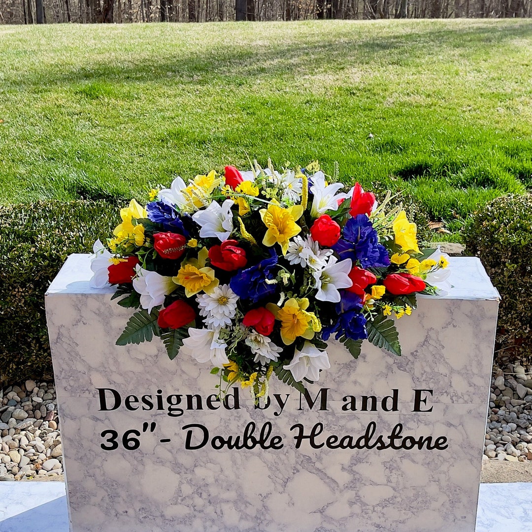 1 White-yellow-blue-red Cemetery Saddle, Flowers for the Cemetery ...