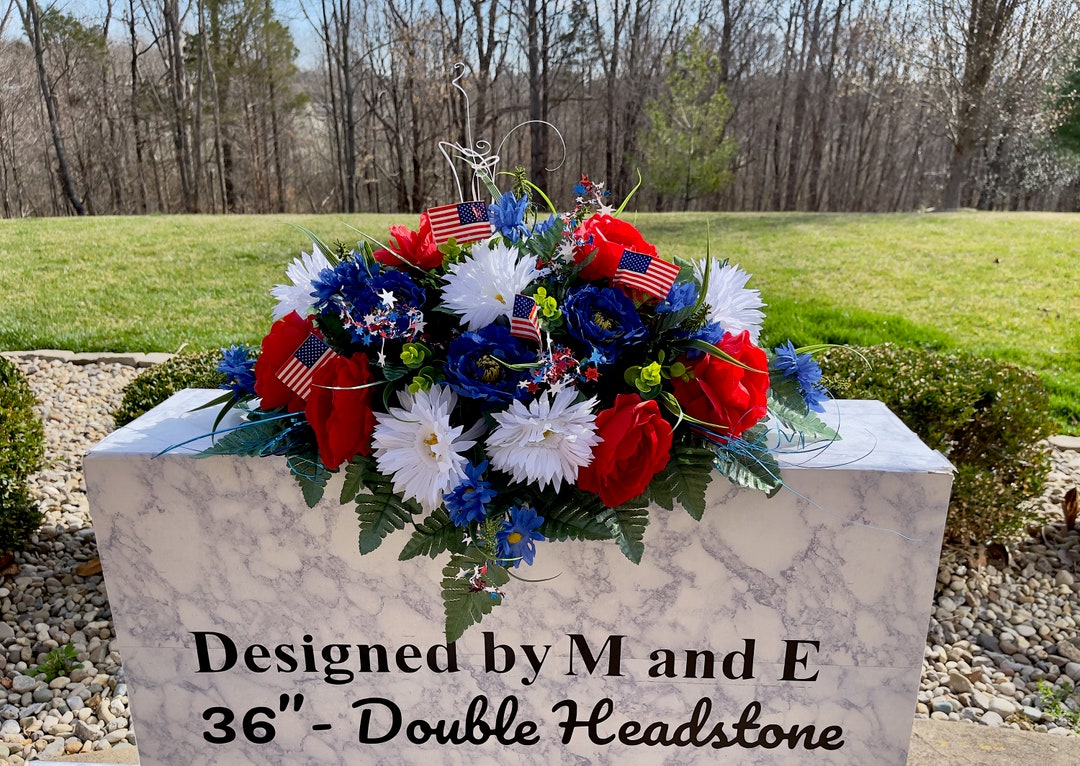 1 Patriotic Red-white-blue Cemetery Saddle, Flowers for the Cemetery ...