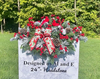 Christmas Headstone Saddle Arrangement - Etsy
