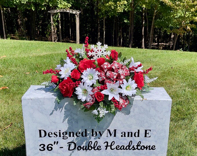 Large White Snowflake Winter Cemetery Saddle, Christmas Grave ...