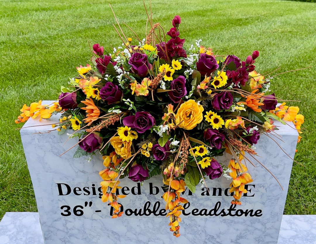 Plum Roses Multicolor Quality Silk Flowers, Cemetery Saddle, Cemetery ...