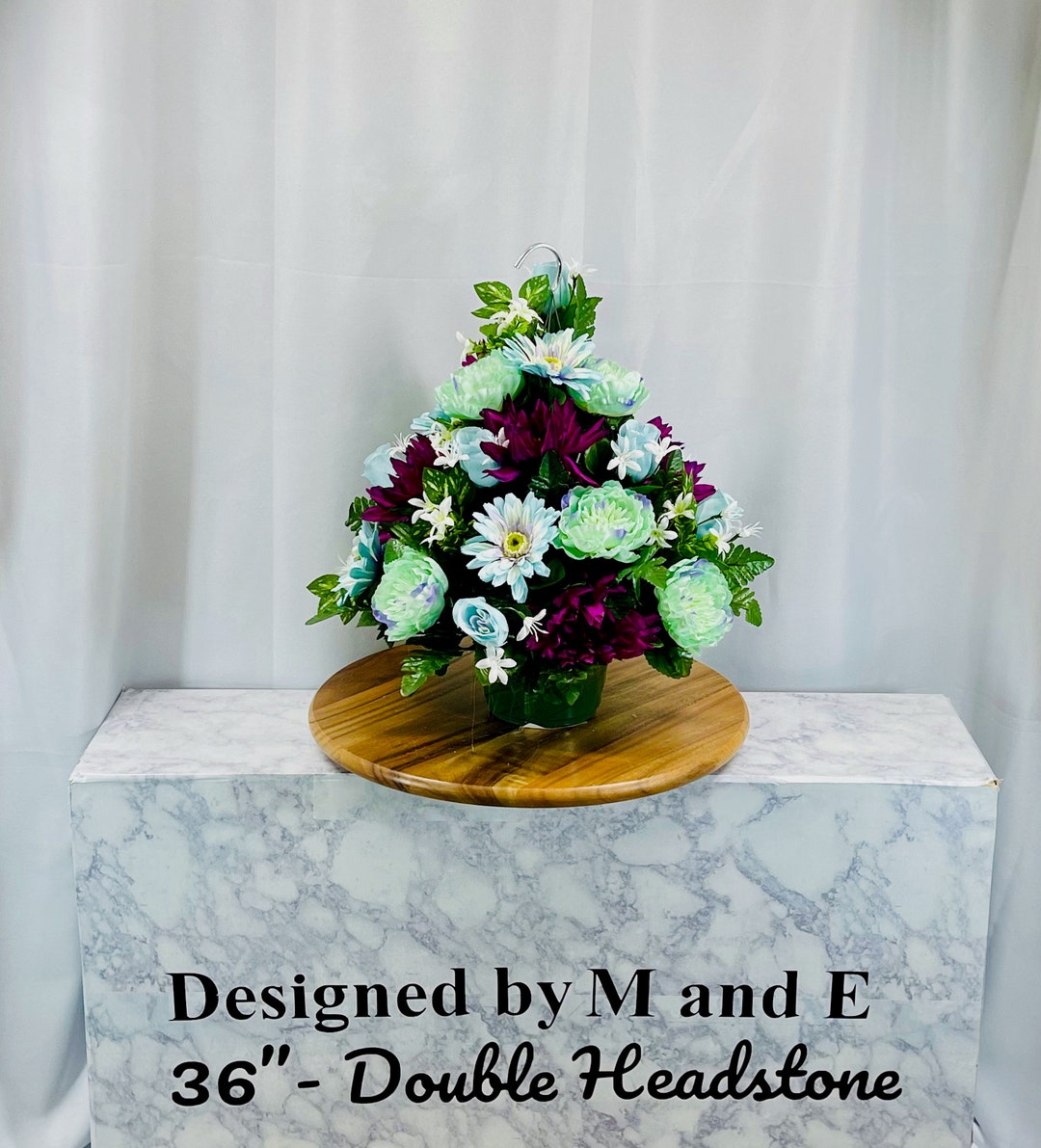 Burgundy Hanging Basket for Shepherd Hook, Cemetery Hanging Basket ...