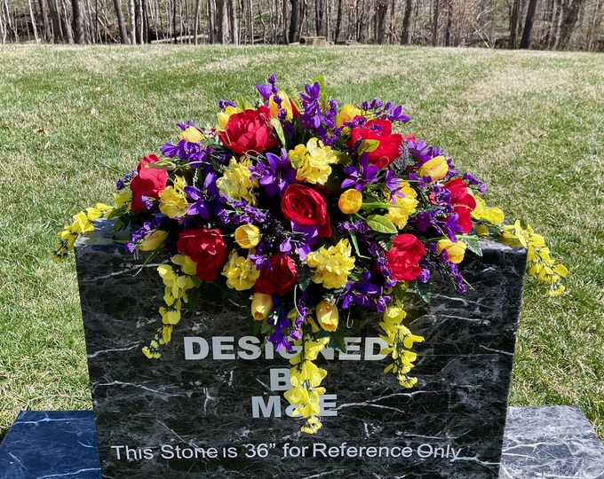 Yellow-purple-red Cemetery Saddle, Flowers for the Cemetery, Memorial ...