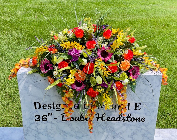 Orange-purple-red Cemetery Saddle, Flowers for the Cemetery, Memorial ...