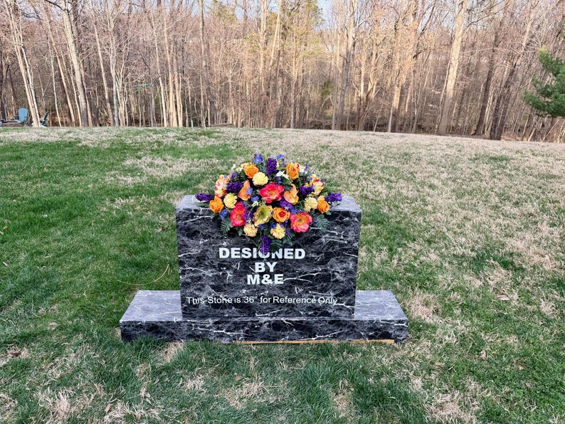 Multi-color Cemetery Saddle Arrangement, Grave Memorial Flowers - Etsy