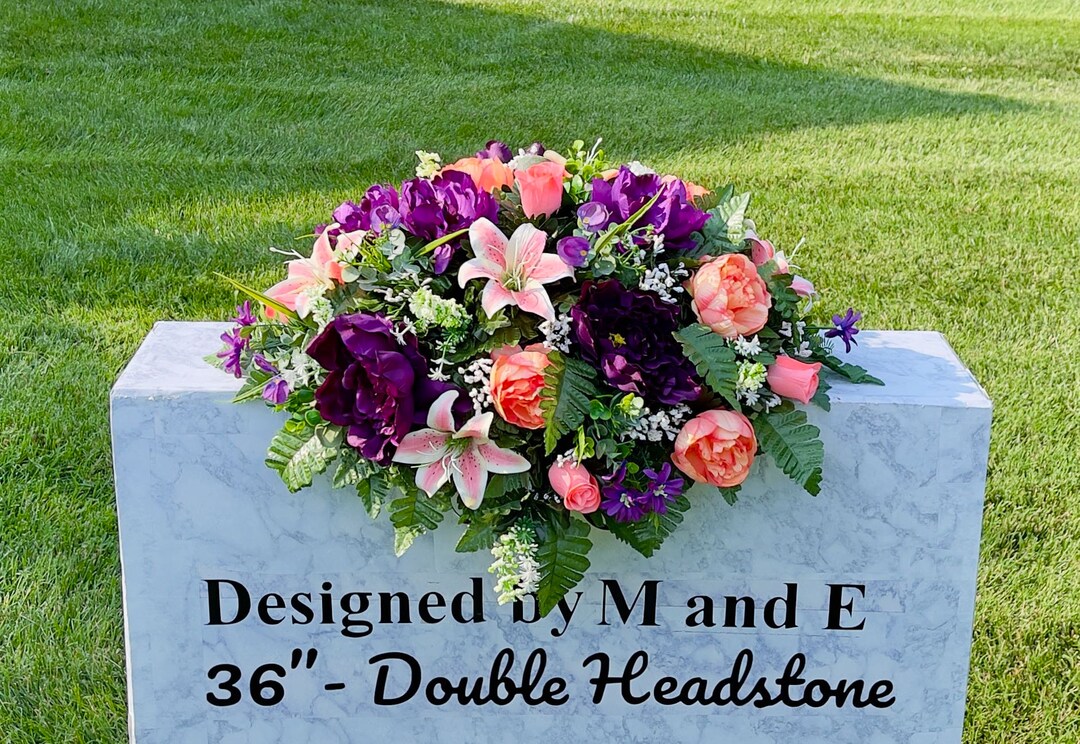 Peach-pink-purple Flower Cemetery Saddle, Cemetery Saddle, Cemetery ...