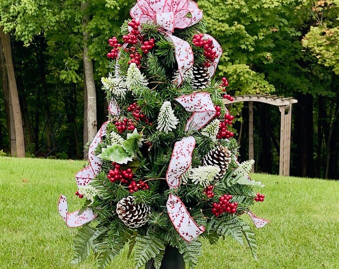 Cemetery Christmas Tree~styrofoam Vase Insert~santa Hat~ Candy Canes ...