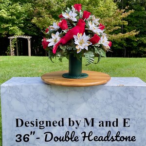 Cardinal With Red Roses Christmas Cemetery Vase, Memorial Cemetery Vase ...