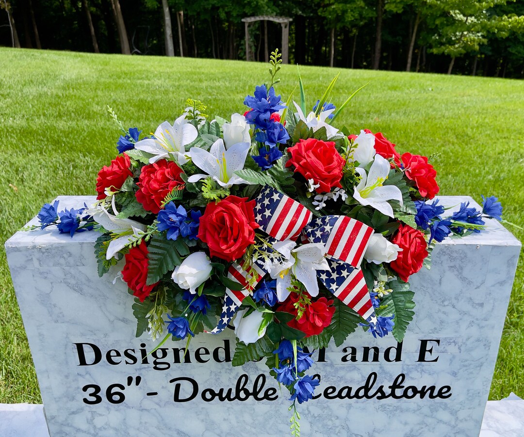 Patriotic Red-white-blue Cemetery Saddle, Flowers for the Cemetery ...