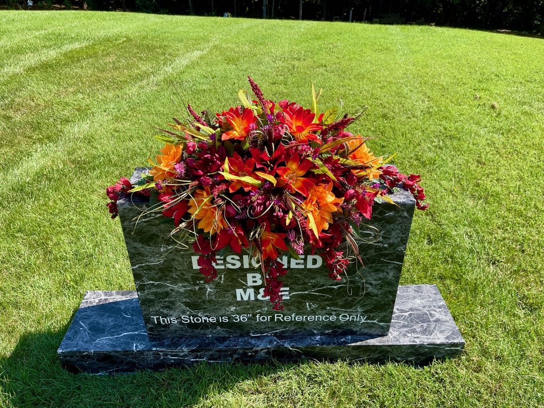 Red-orange Silk Cemetery Saddle: Memorial Headstone Flowers - Etsy