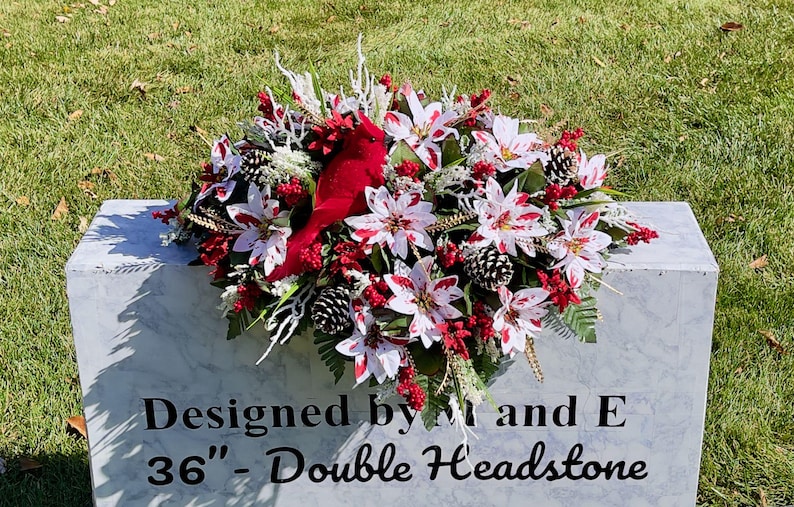 Redbird/cardinal Christmas Cemetery Saddle, Variegated Flowers, Winter ...